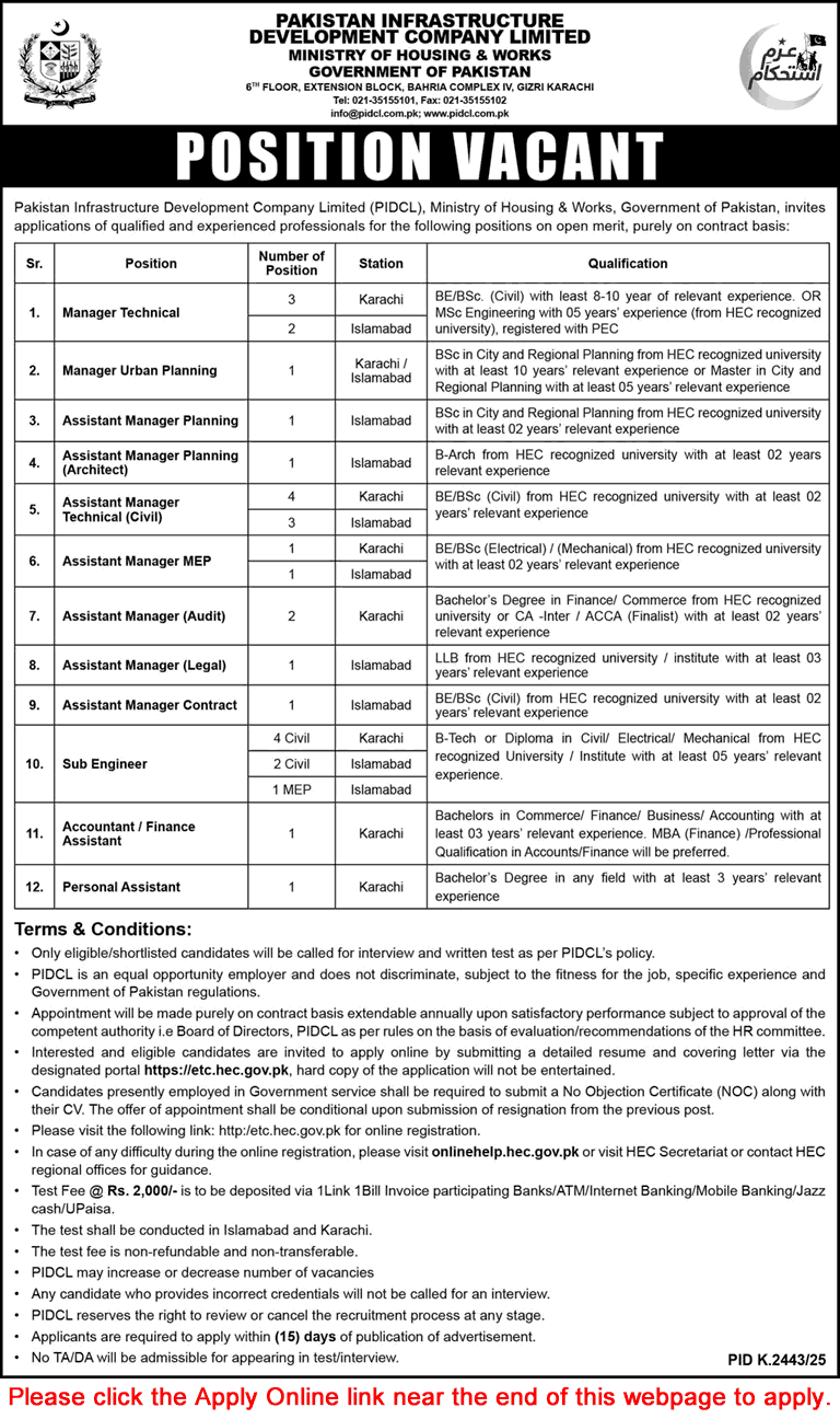Pakistan Infrastructure Development Company Jobs 2026 Apply Online ...